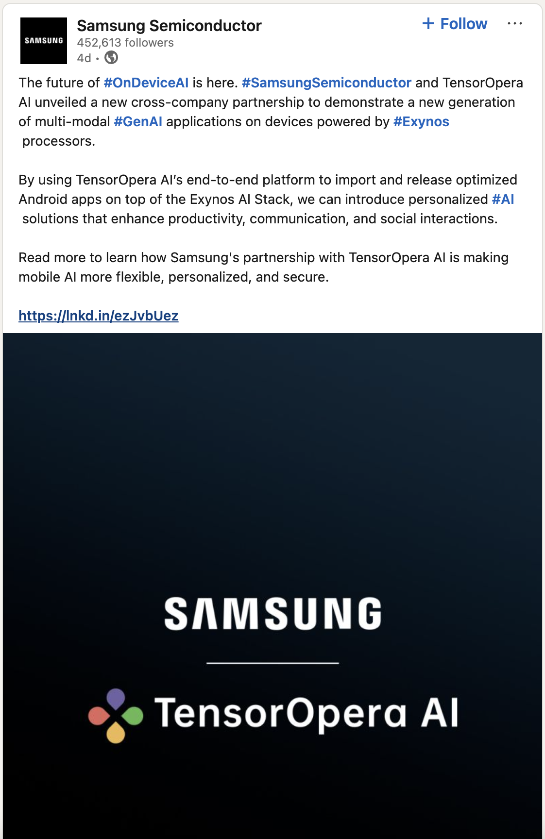 TensorOpera AI and Samsung Electronics Showcase the Future of Generative AI on Mobile Devices